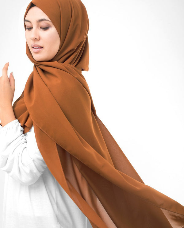 Shop for Georgette Hijab Scarf in Glazed Ginger Brown - ModestPath.com