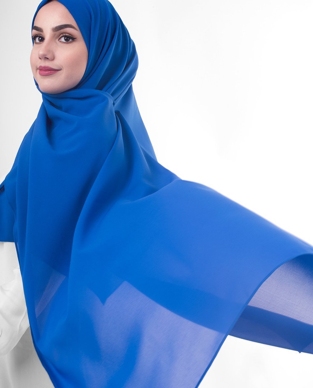 Georgette Hijab Scarf Shawl in Princess Blue Color - ModestPath.com