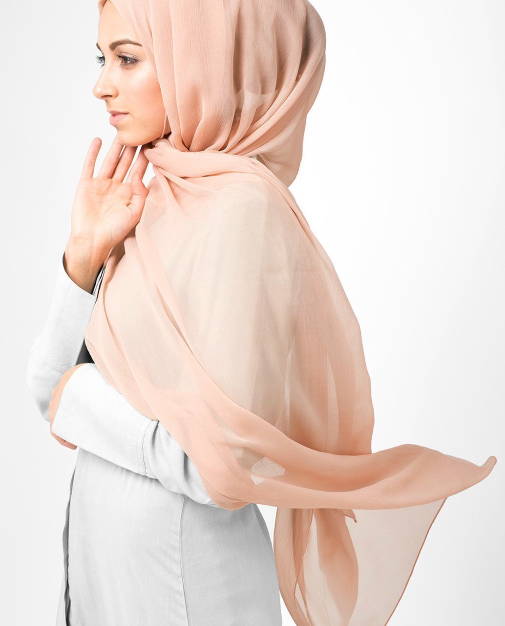 Chiffon Hijab Scarf Shawl Headcover in Scallop Shell color - ModestPath.com