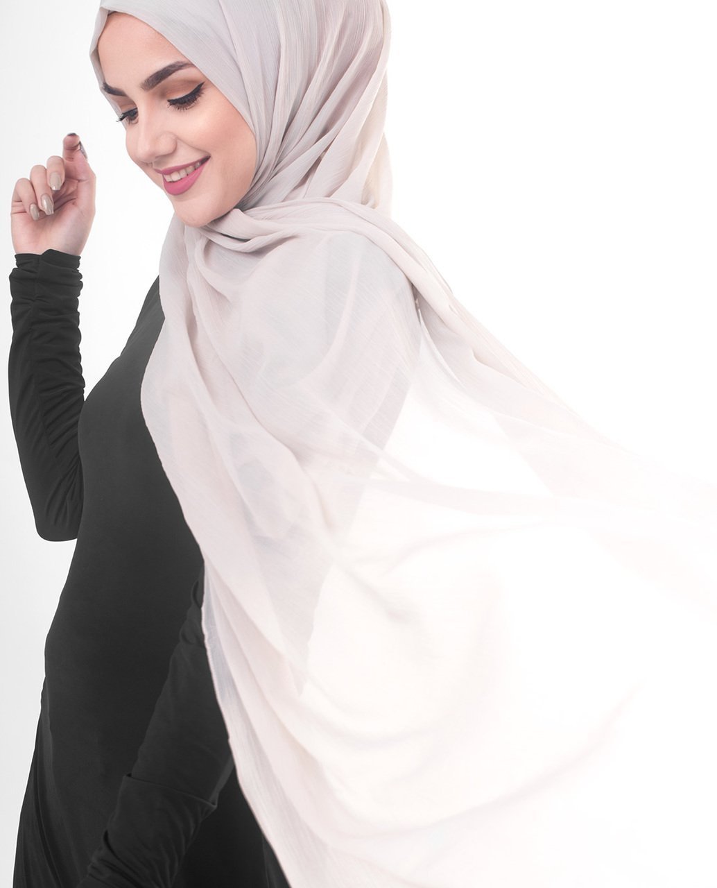 Chiffon Hijab Scarf Shawl Headcover in Silver Cloud Color - ModestPath.com